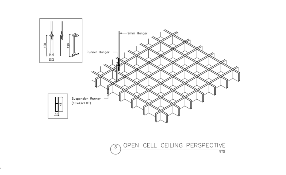 T&R Interior Systems - Eclipse Aluminium Open Cell Ceiling